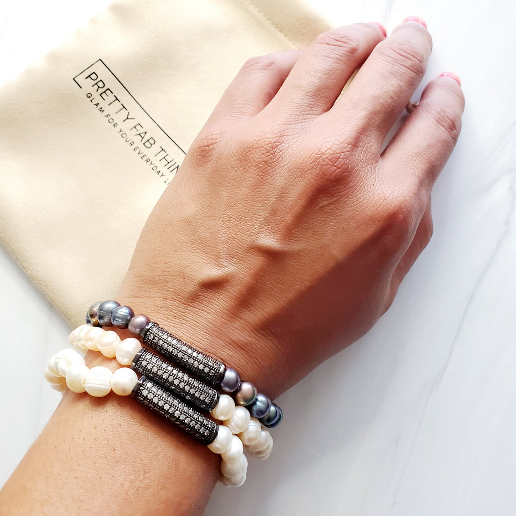 Freshwater Pearl Hematite Bracelets | Pretty Fab Things