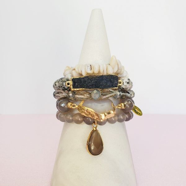 Girly Gray Bead Bracelet Set | Pretty Fab Things